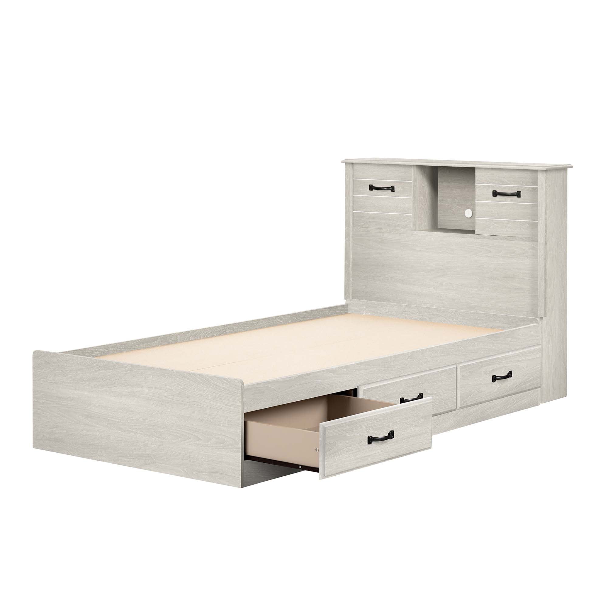 South Shore Ulysses, Traditional Twin Bed and Headboard Set, Winter Oak ...