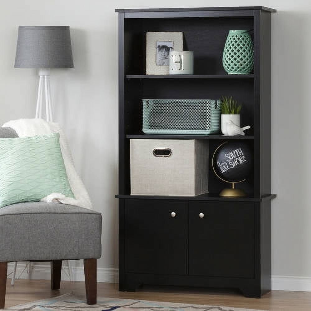 South Shore Office Furniture Vito 3-Shelf Bookcase with Doors and ...