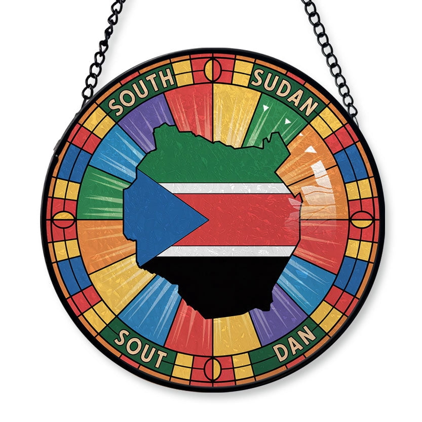 South Sudan Travel Decor Suncatcher Stained Glass Window Hanging, Gift ...