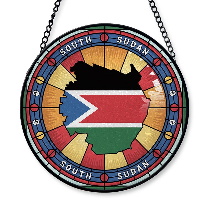 South Sudan Travel Decor Suncatcher Stained Glass Window Hanging, Gift ...