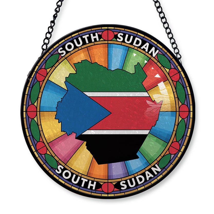 South Sudan Travel Decor Suncatcher Stained Glass Window Hanging, Gift ...