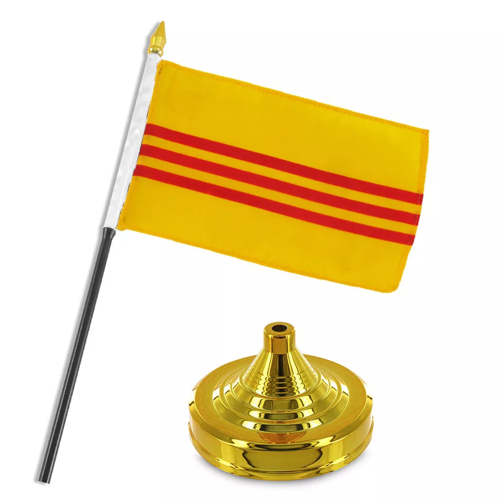 South Vietnam Vietnamese Flag 4"x6" Desk Set Table Stick Gold Base ...