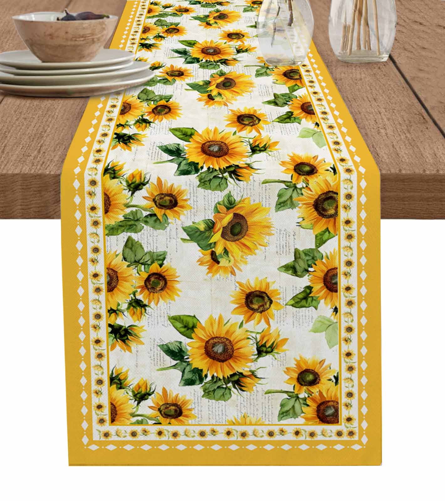 South West Sunflowers Table Runner 108 Inches, Spring Summer Yellow ...