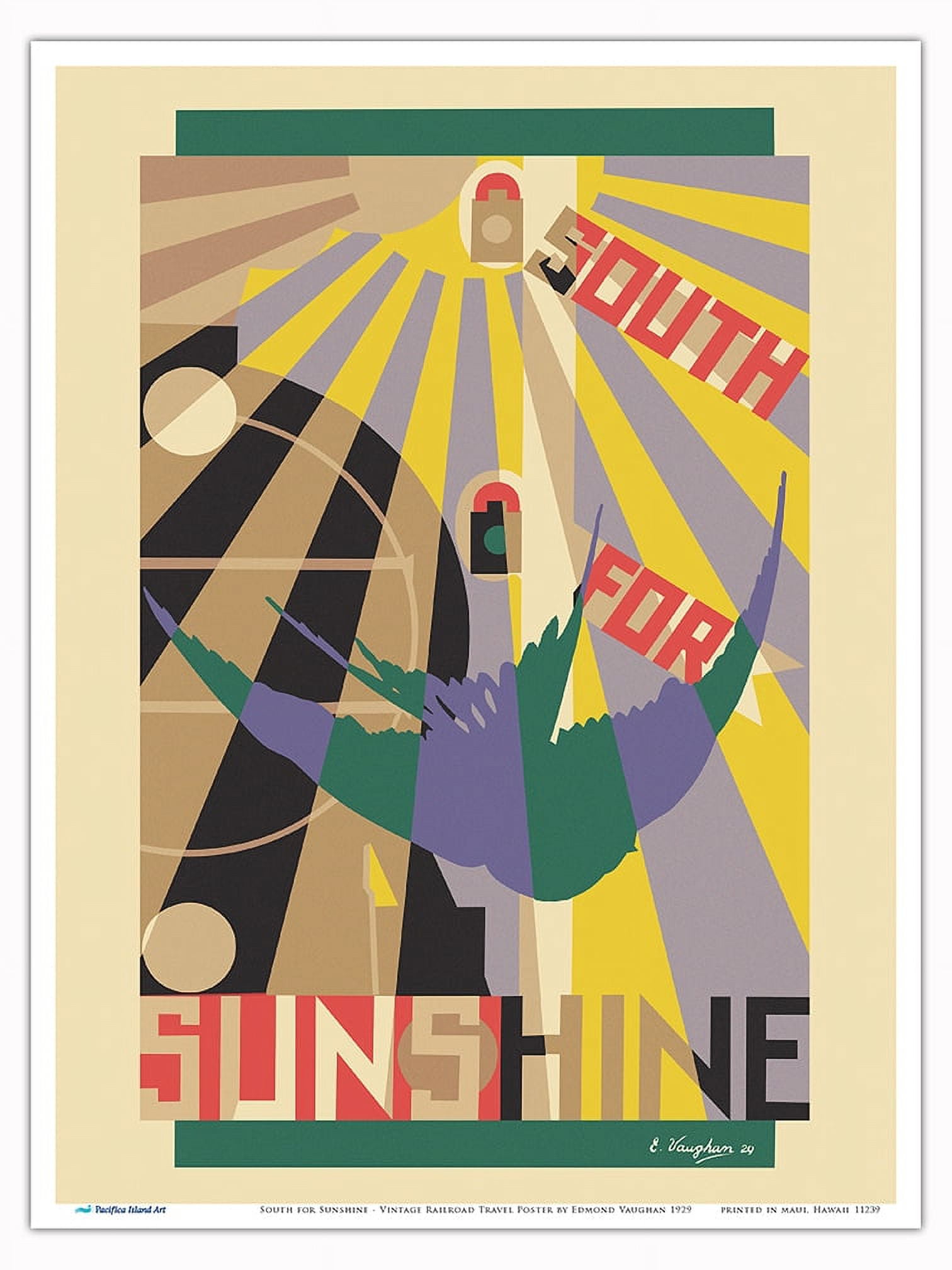 South for Sunshine - Vintage Railroad Travel Poster by Edmond Vaughan c ...