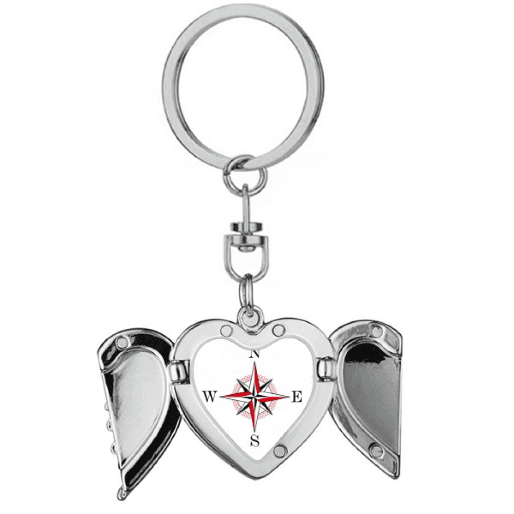 Southeast Compass Positioning Direction Heart Angel Wing Key Chain ...
