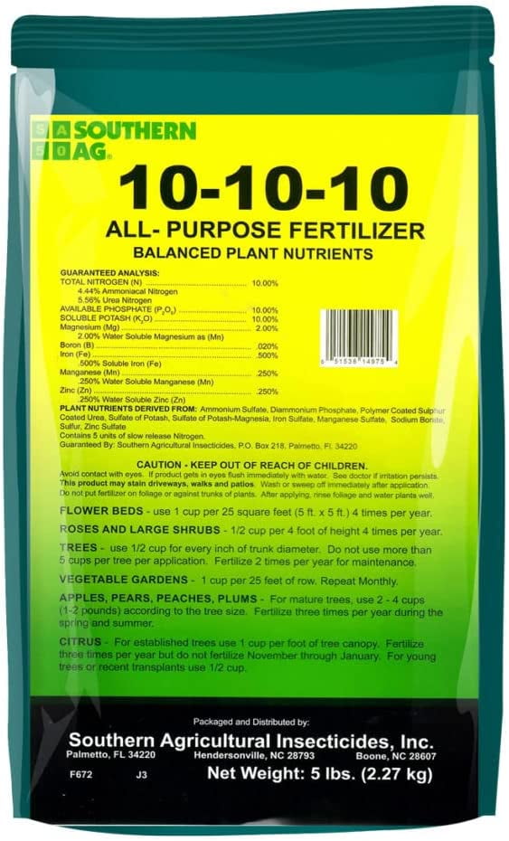 Southern Ag All Purpose Granular Fertilizer 10-10-10, 5 LB Size: 5 LB ...