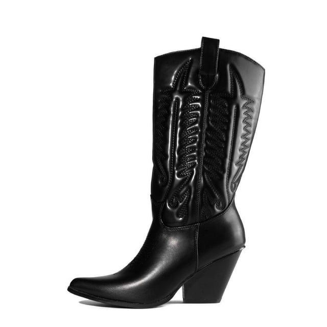 Southern Belle Western Tall Shaft Pointed Toe Block Heel Cowboy Cowgirl ...