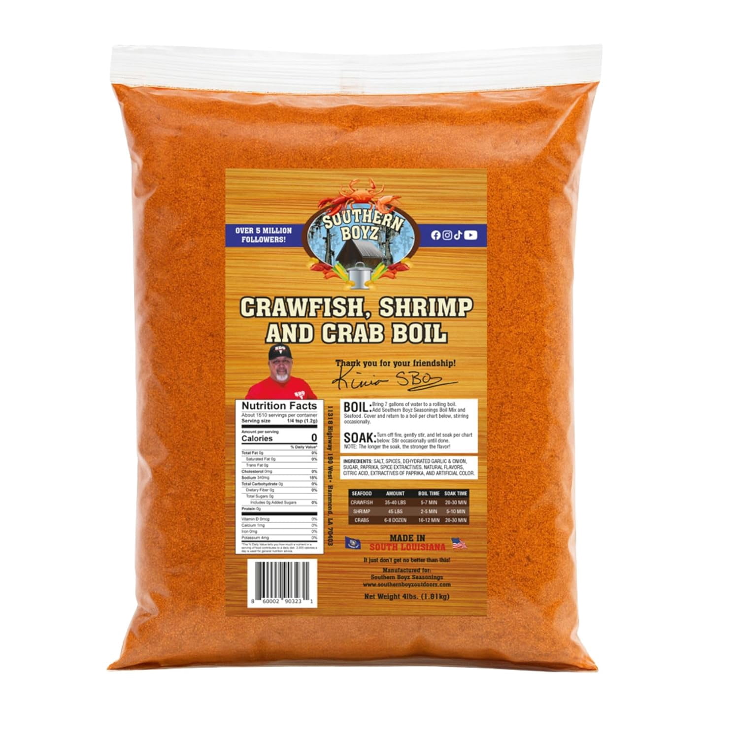Southern Boyz Seasonings Cajun Seafood Boil – 4 lb Bulk Sack (No MSG ...