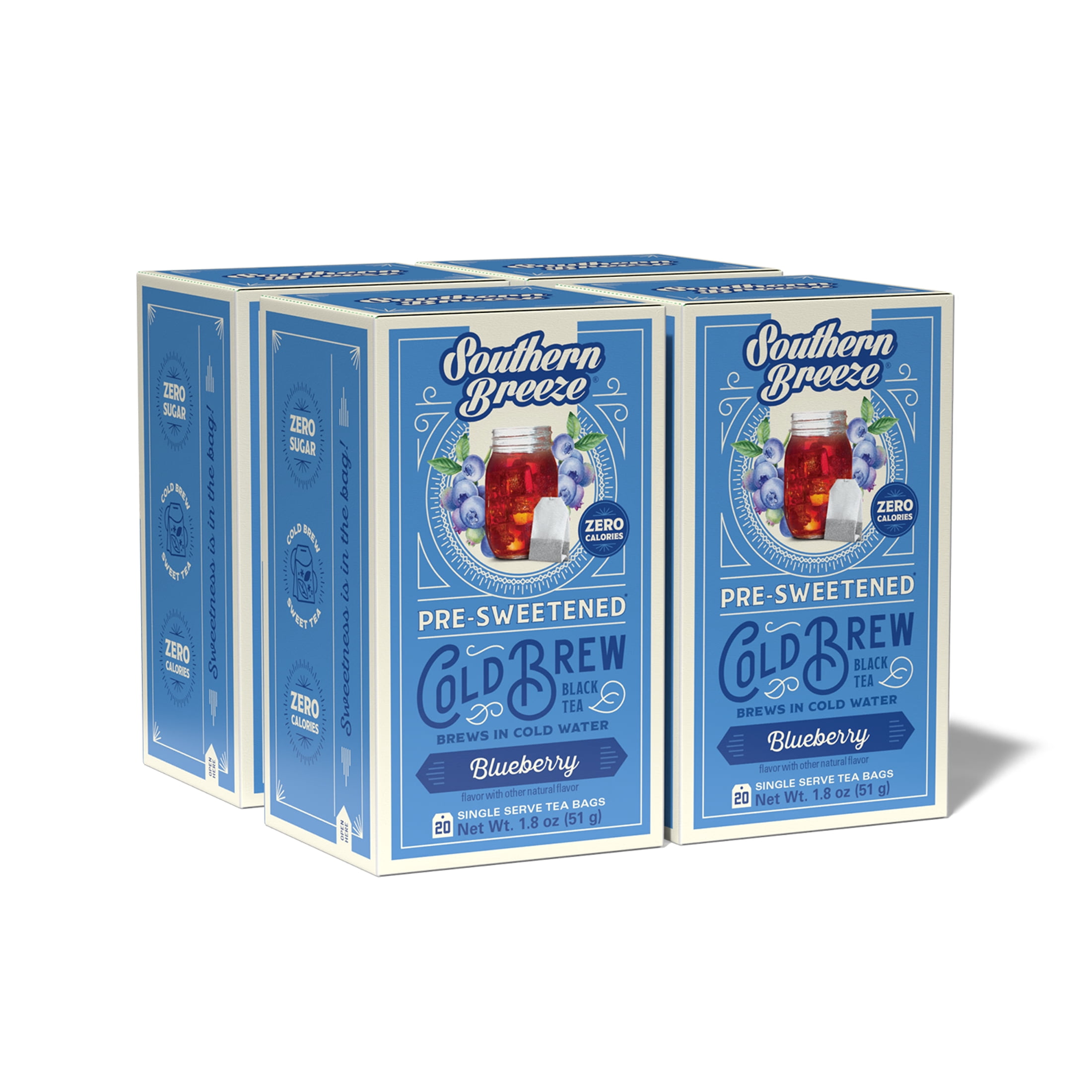 Southern Breeze Blueberry Sweet Tea, 20 Tea Bags, Pack of 4 - Walmart.com