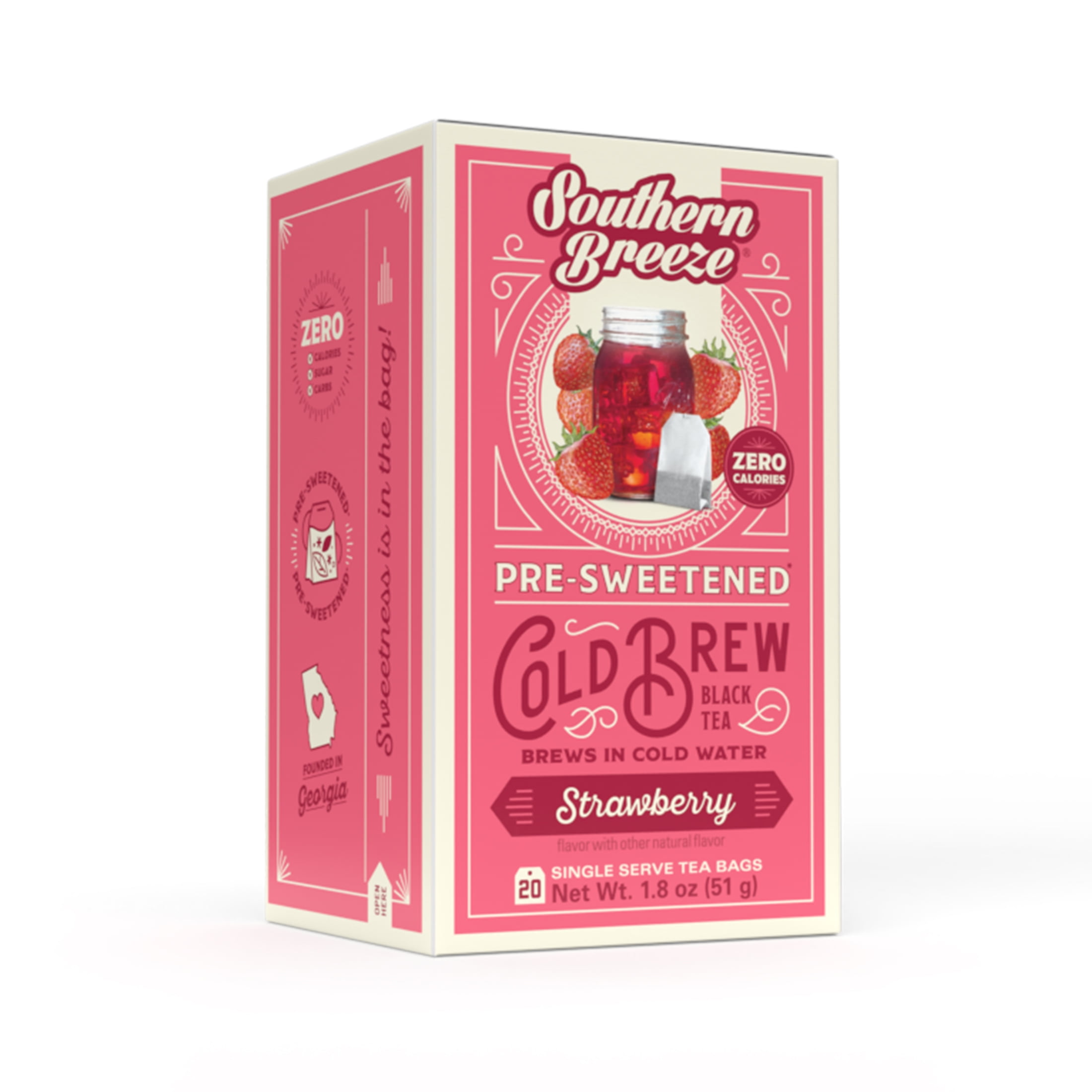 Southern Breeze, Cold Brew Sweet Tea, Strawberry Iced Tea, 20 Tea Bags ...