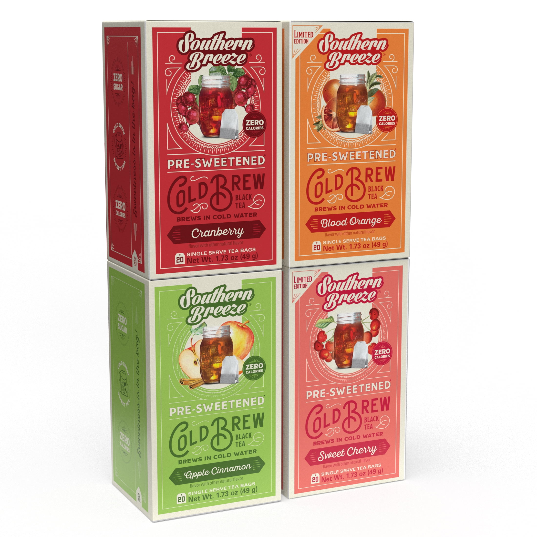 Southern Breeze Cold Brew Sweetened Iced Tea, Zero Sugar, Variety Pack ...