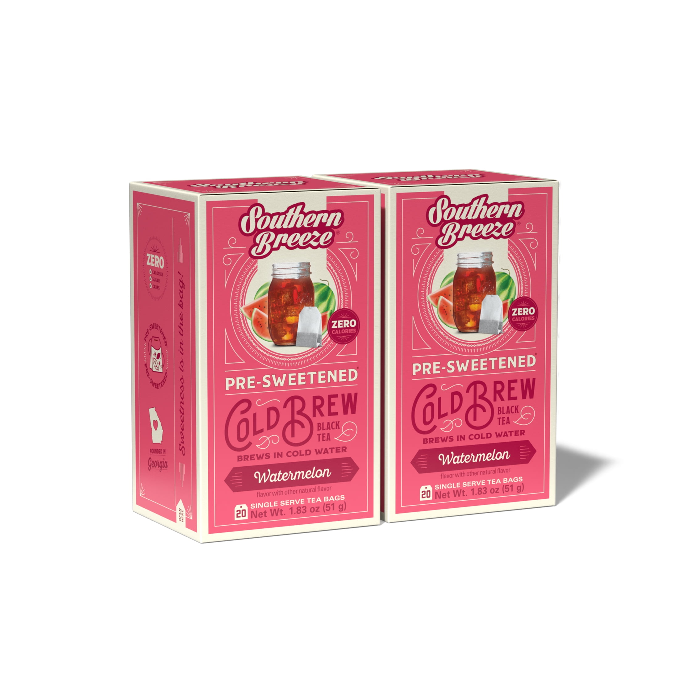 Southern Breeze Pre-Sweetened Watermelon Cold Brew Iced Tea, Zero Sugar ...