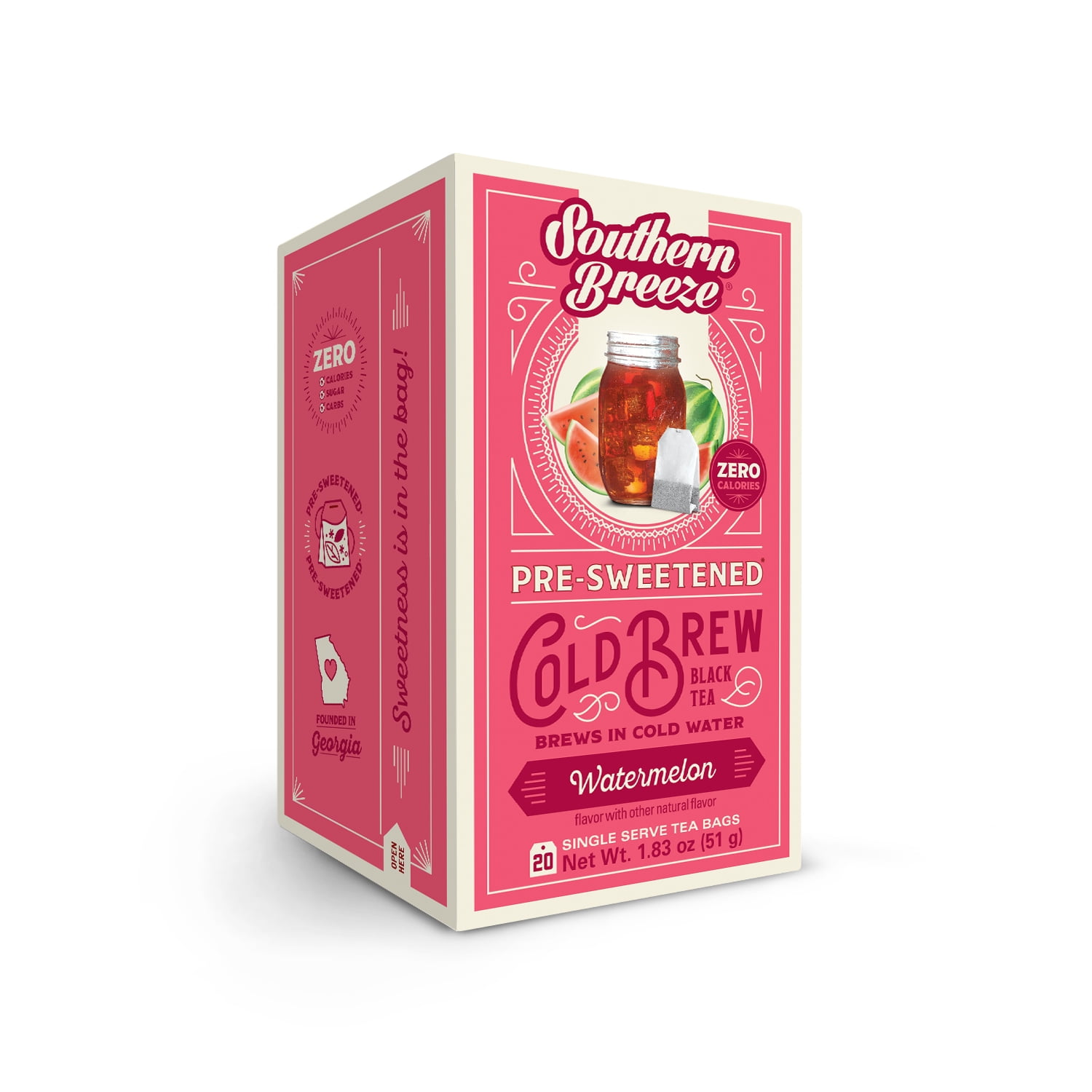 Southern Breeze Cold Brew Sweet Tea Watermelon Iced Tea with Black Tea ...