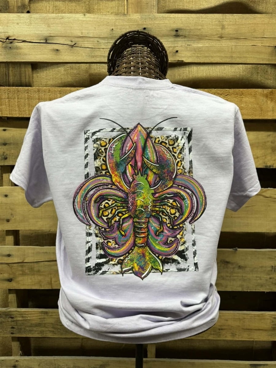 Southern Chics Mardi Gras Fleur De Lis Crawfish T-Shirt - Walmart.com