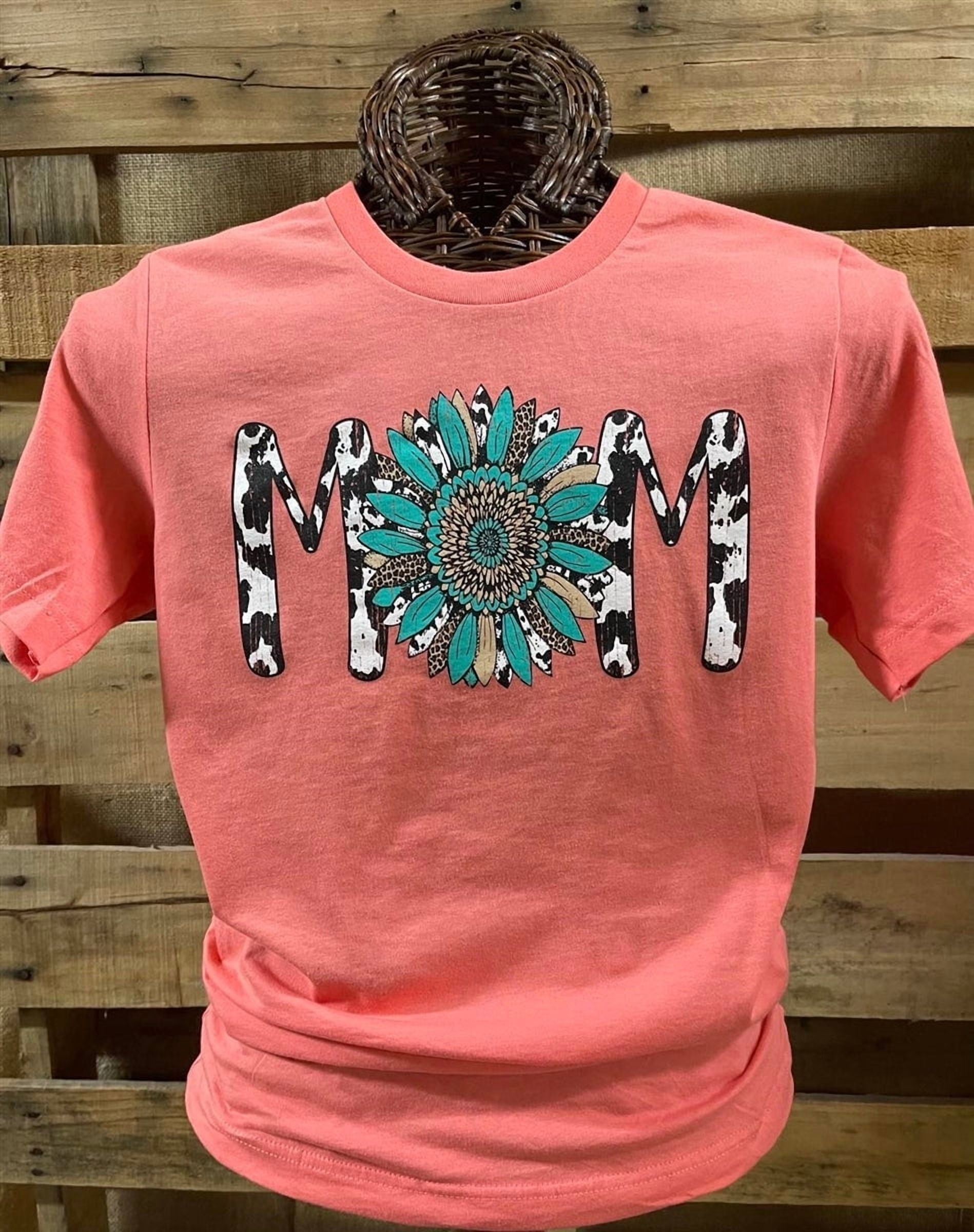 Southern Chics Wild Flower Mom Cow Print Canvas T-Shirt - Walmart.com