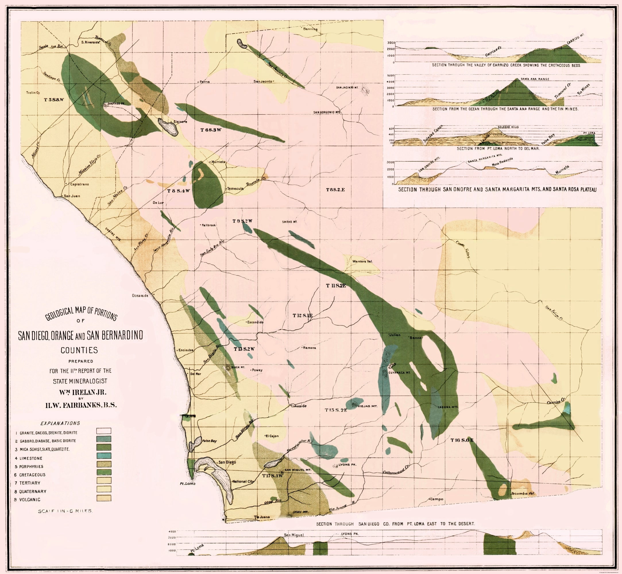 Historic County Map - Southern Counties California Geological ...