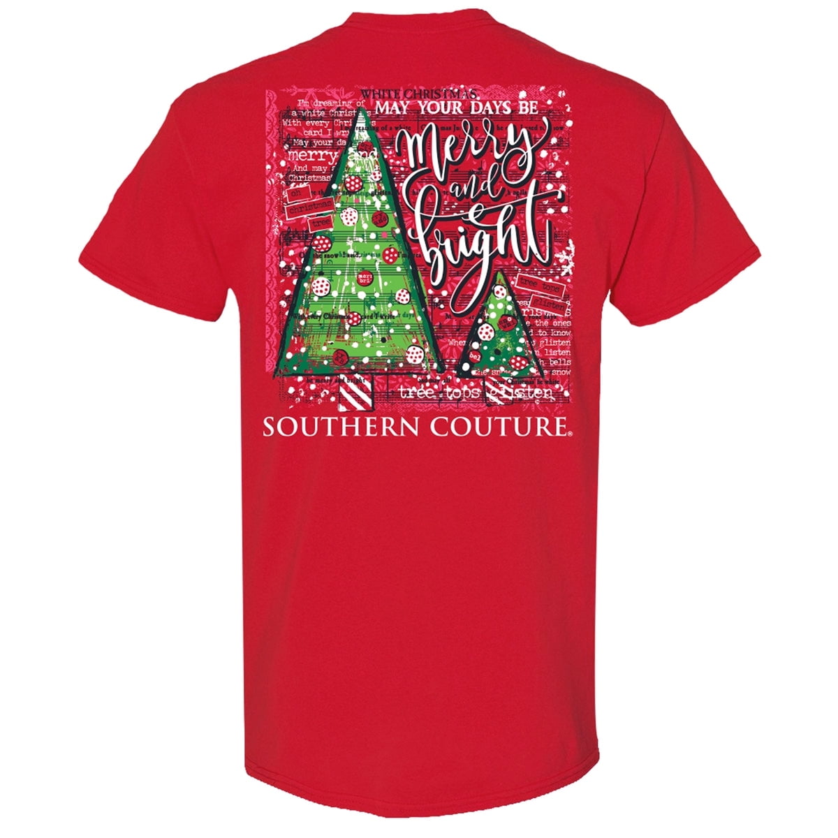 Southern Couture Classic Merry Bright Sheet Music Holiday T-Shirt ...