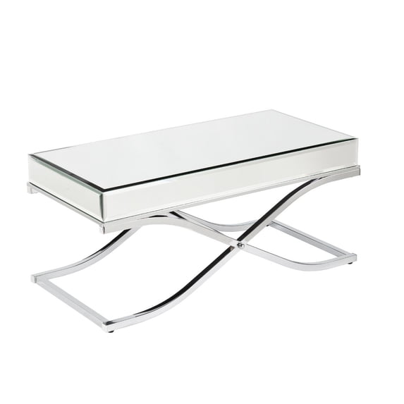 Southern Enterprises 42.25" Clear and Silver Mirrored Contemporary ...