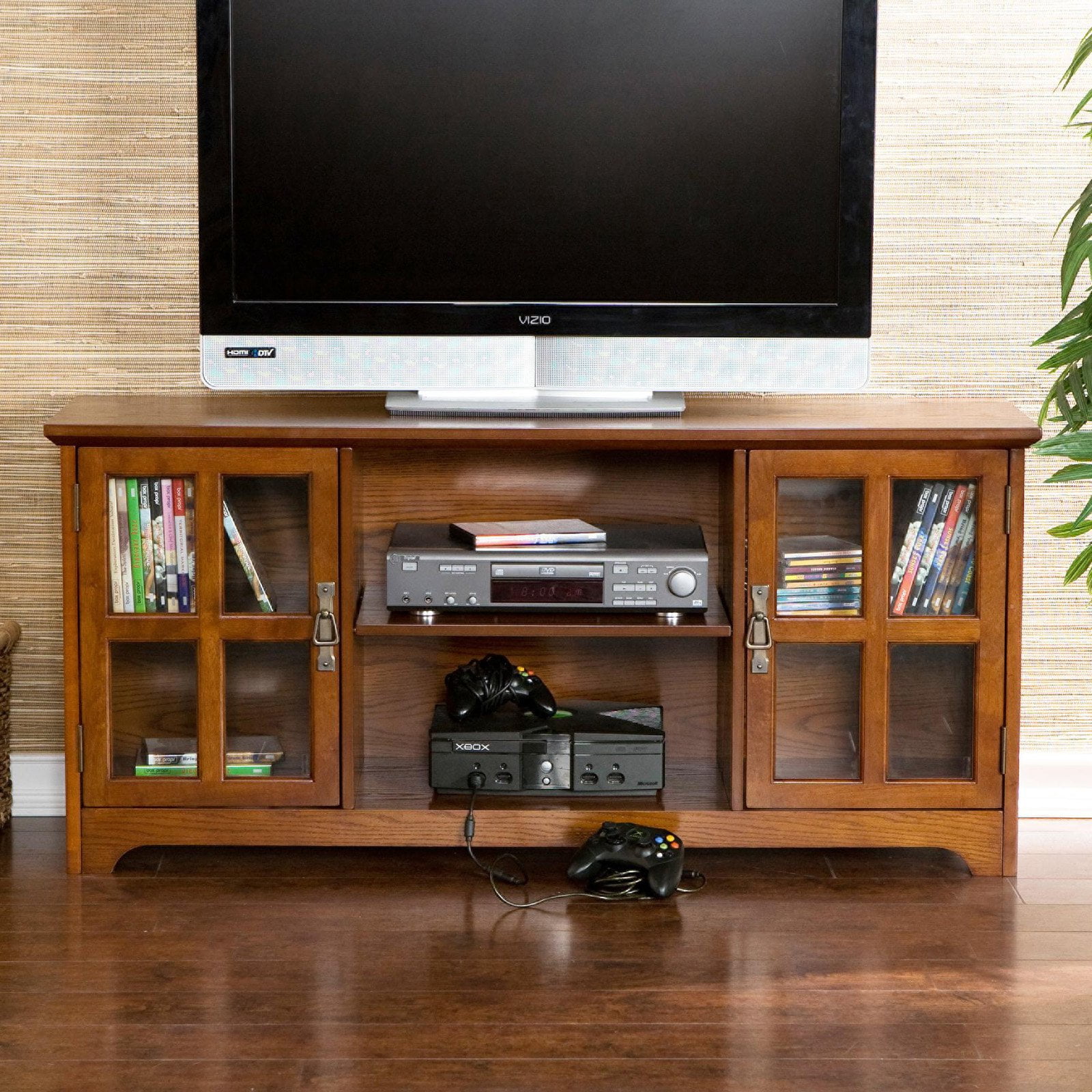 Southern Enterprises Bearden Oak Media Stand, for TVs up to 50 ...
