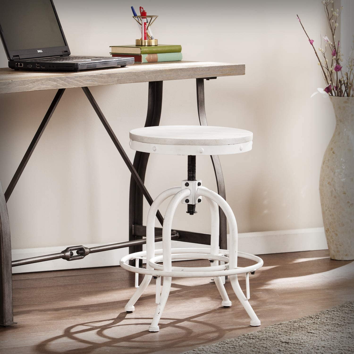 Southern Enterprises Industrial Adjustable Height Swiveling Stool ...