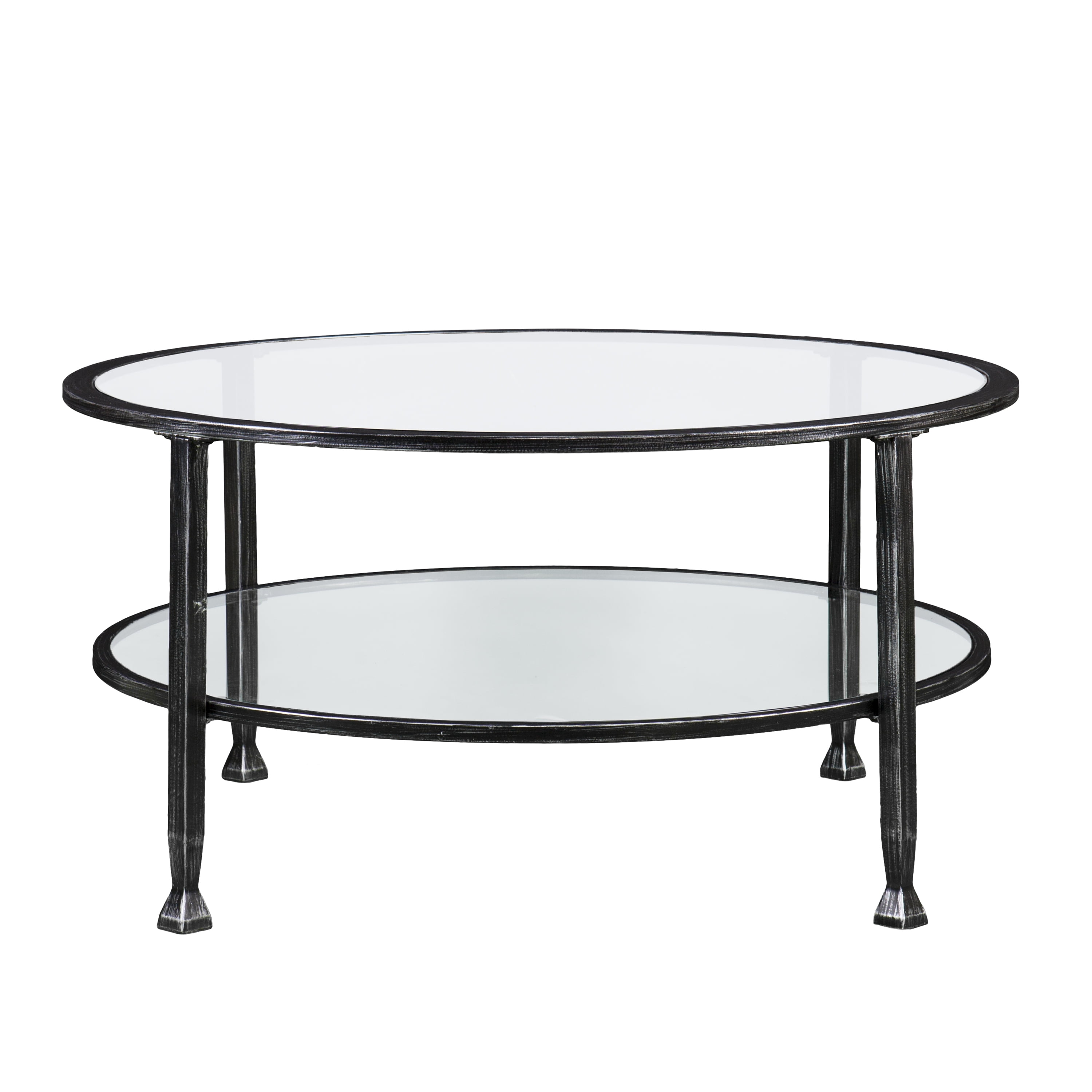 Jaymes Metal/Glass Round Cocktail Table - Black - Walmart.com