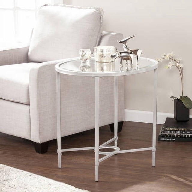 Southern Enterprises Quibilah Metal/Glass Oval Side Table - Walmart.com