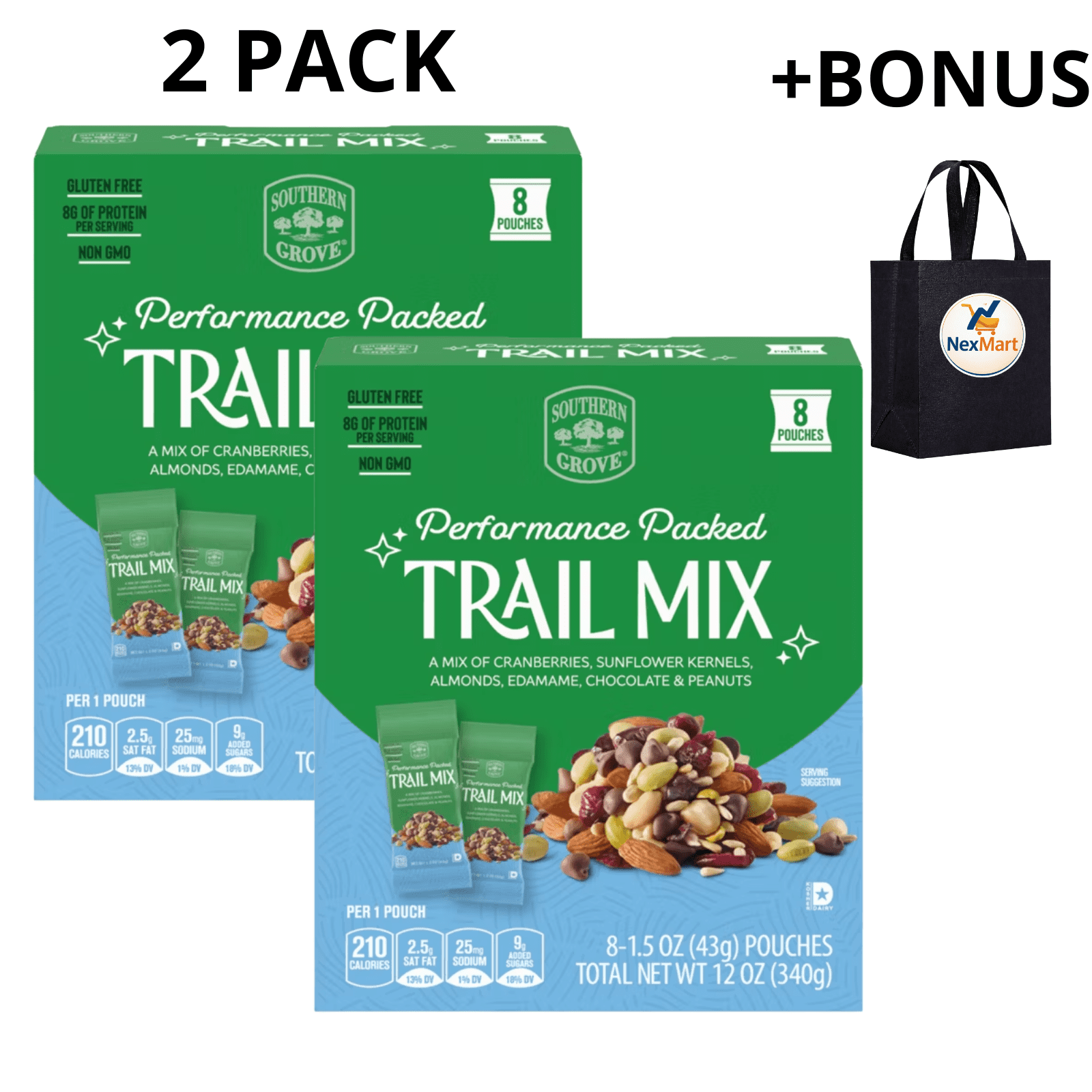 Southern Grove Performance Trail Mix 12 oz , 2 Pack + Bonus - Walmart.com