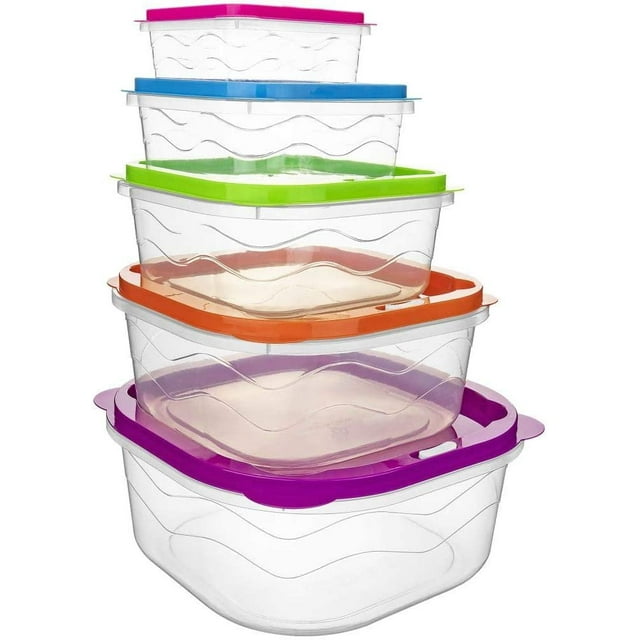 Southern Homewares - Square Food Storage Containers w/Colorful Snap-On ...