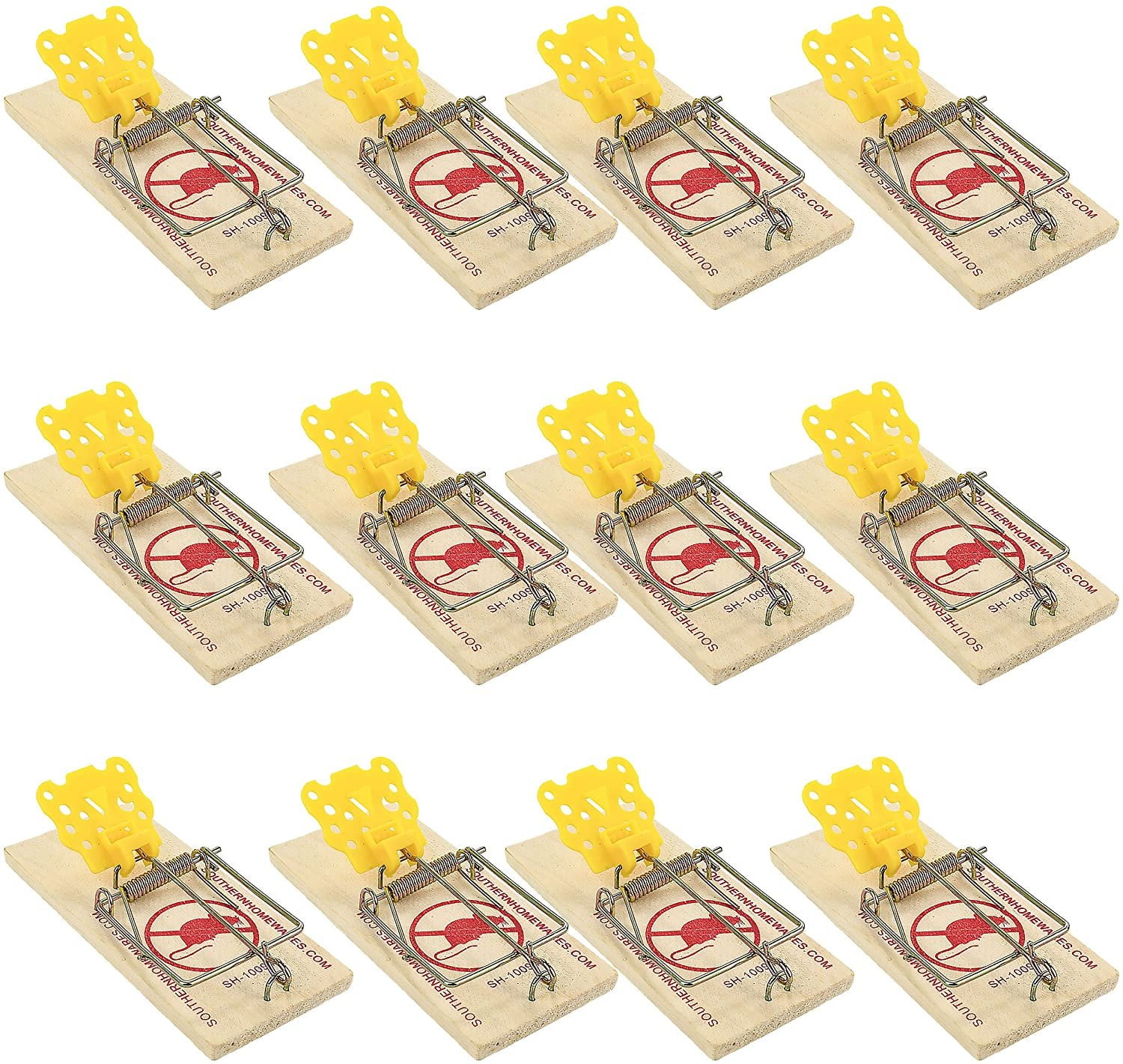 Southern Homewares Wooden Snap Mouse Trap, 12-Pack, Spring Action with ...