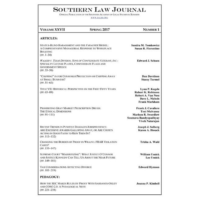 Southern Law Journal: Southern Law Journal, Vol. XXVII, No. 1, Spring ...