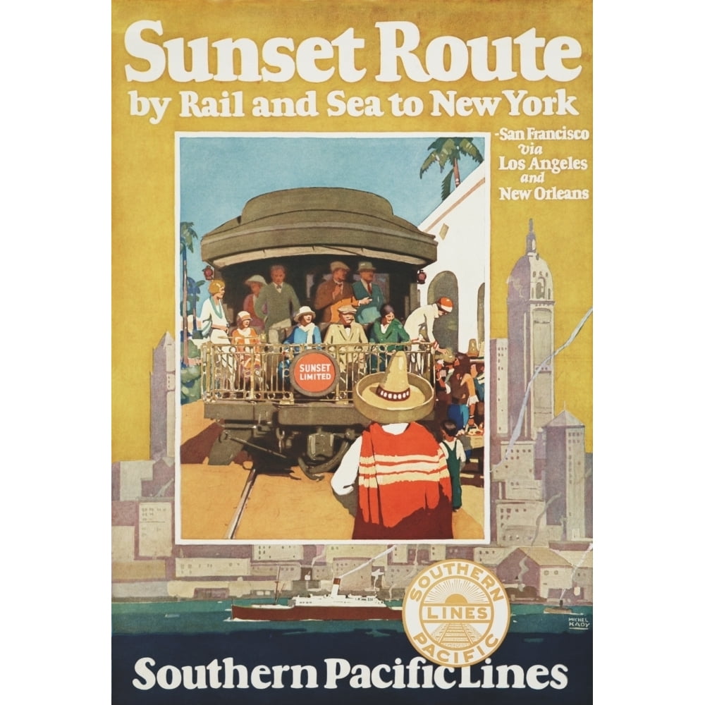 Southern Pacific Lines Poster For Their Sunset Route By Rail And Sea To ...