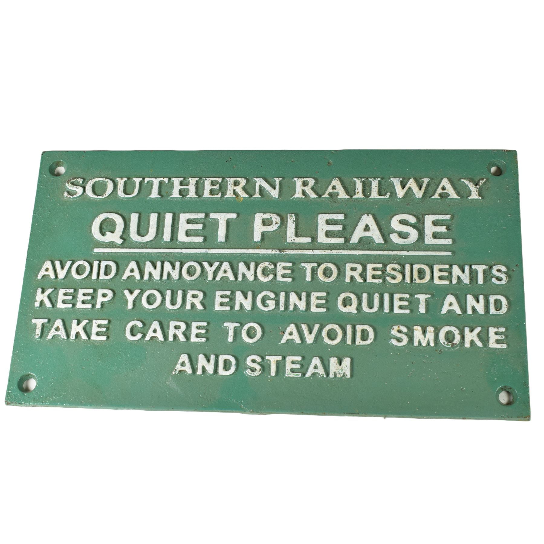 Southern Railway Quiet Please Green Cast Iron Sign Plaque Wall Fence ...