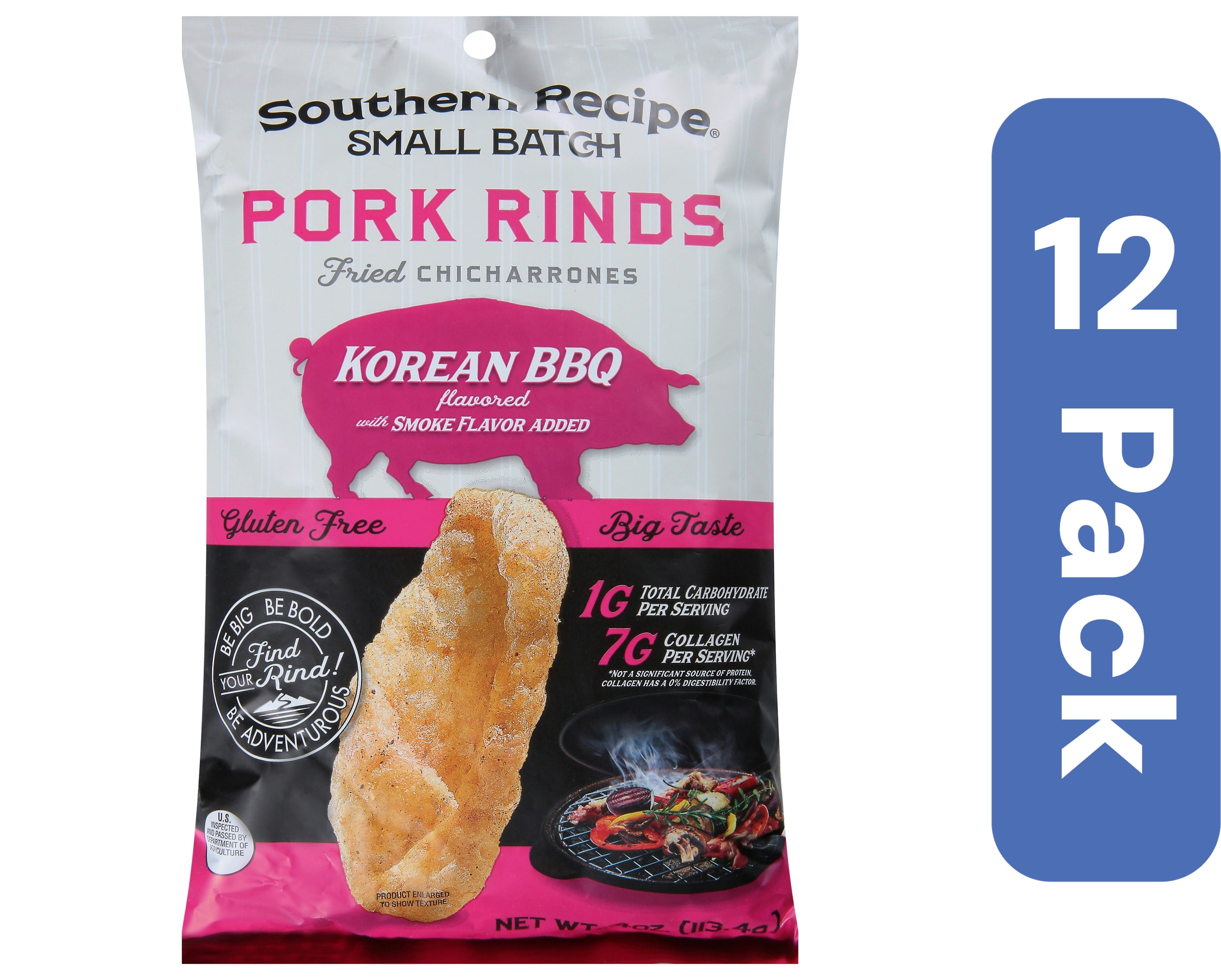 Southern Recipe Small Batch Pork Rinds Kimchi Barbecue 4 oz (Pack Of 12 ...