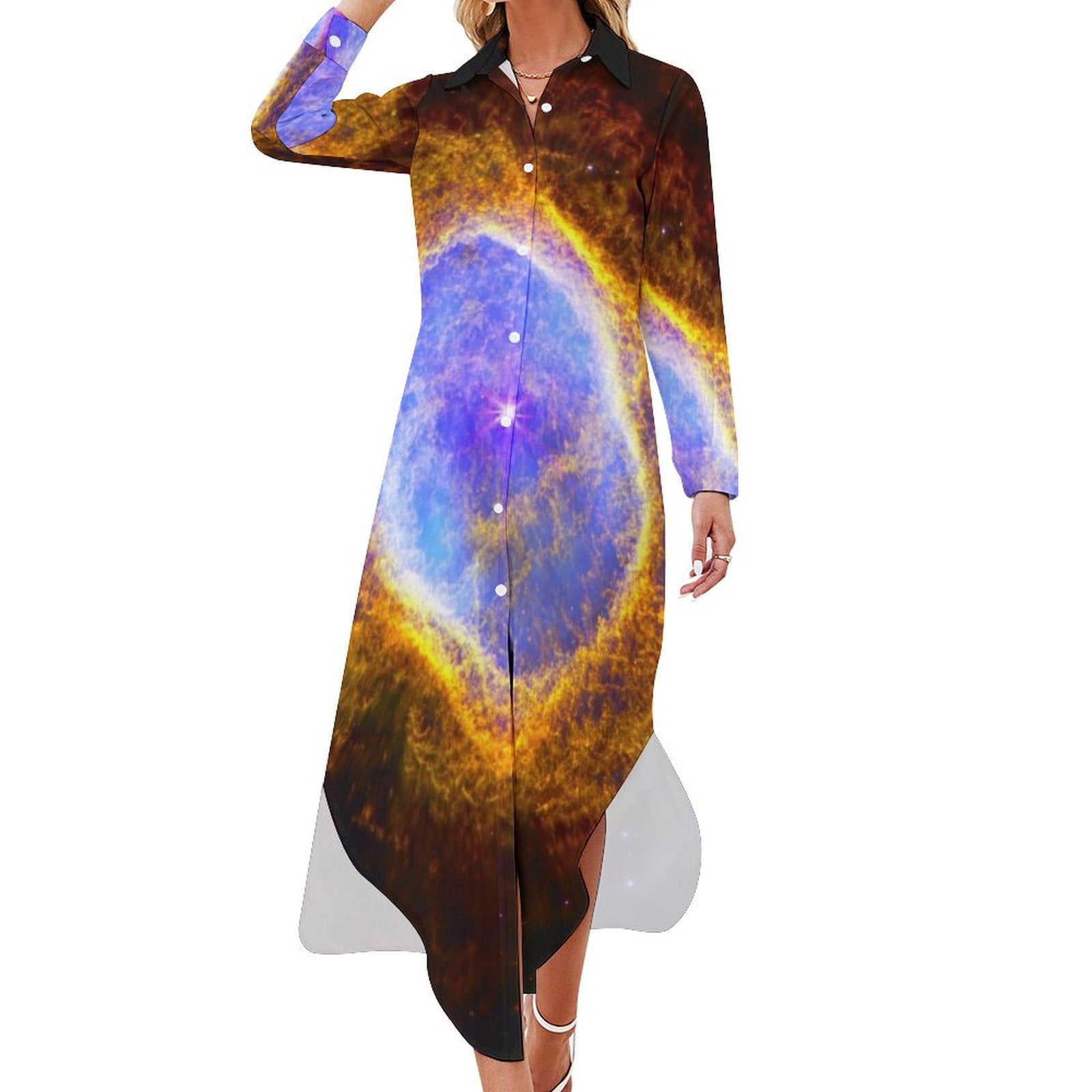Southern Ring Nebula Long Sleeved Shirt Dress women clothes Clothing ...