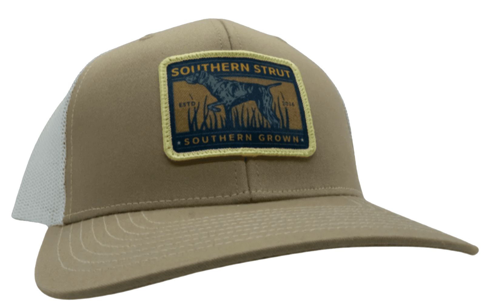 Southern Strut Grown Pointer Patch Mesh Back Trucker Hat baseball Cap Khaki/White - Walmart.com