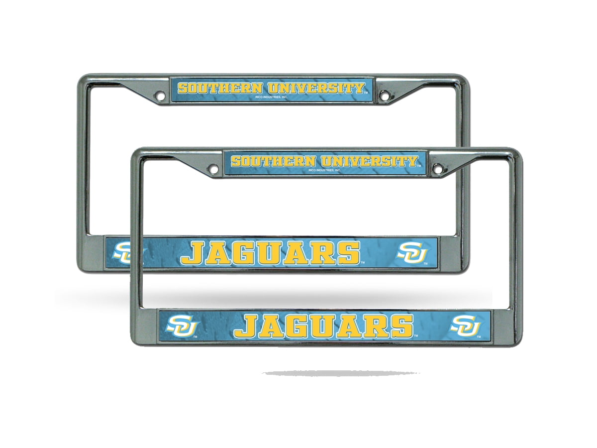 Southern University Jaguars Chrome Metal (Set of 2) License Plate Frame ...