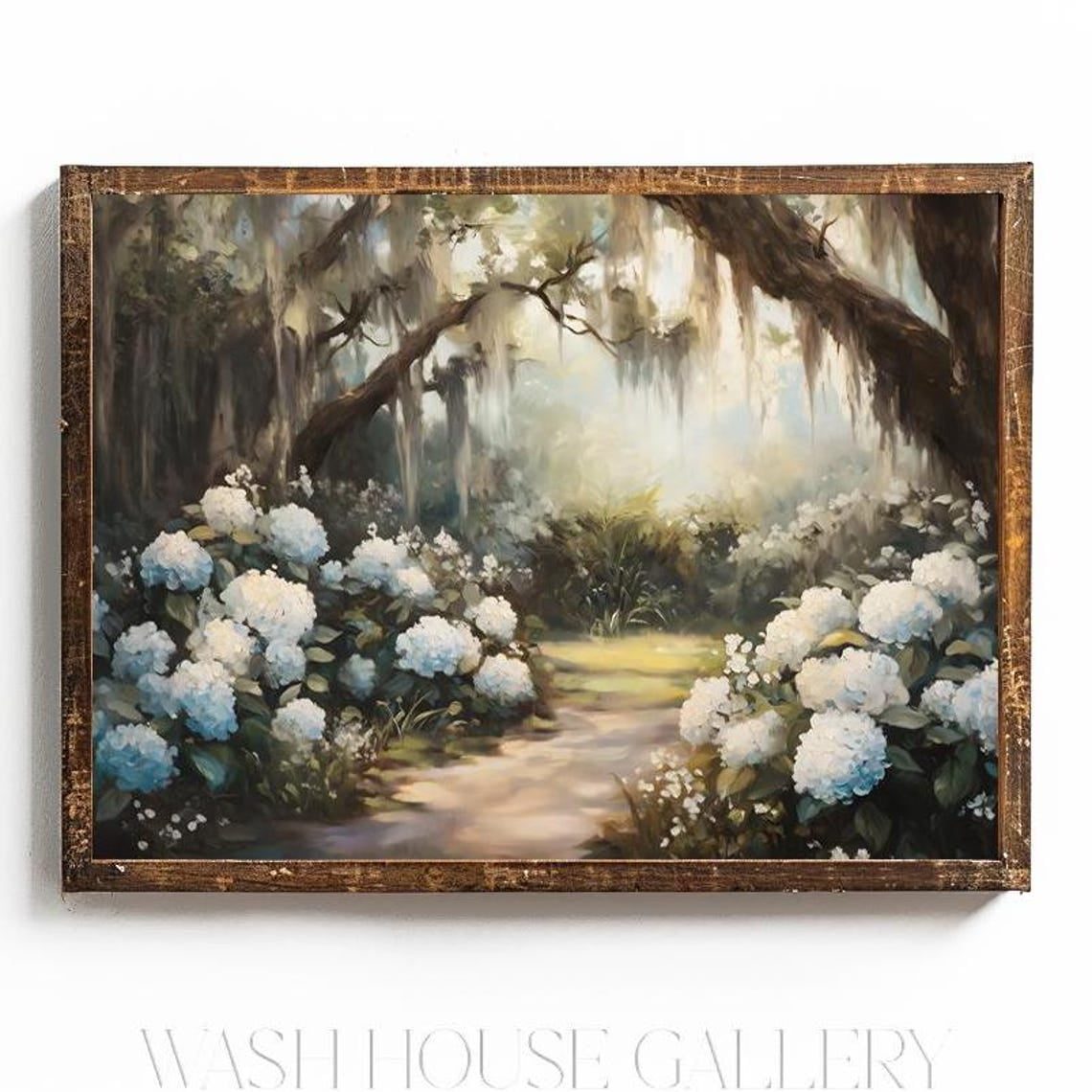 Southern Wall Art Hydrangea Live Oak Tree Art Blue Hydrangea Wall Art ...