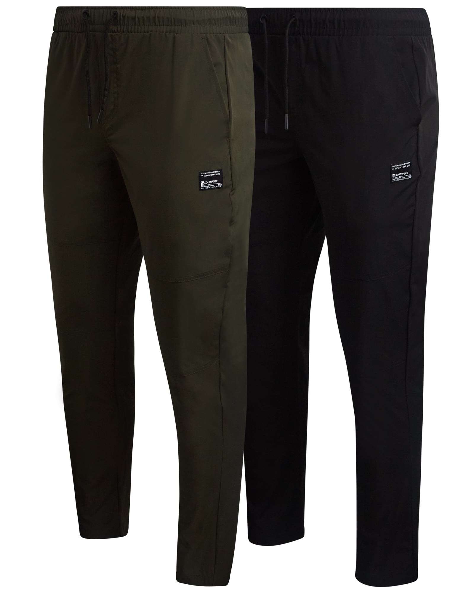 Southpole Mens Jogger Pants - 2 Pack Lightweight Stretch Woven Tech ...