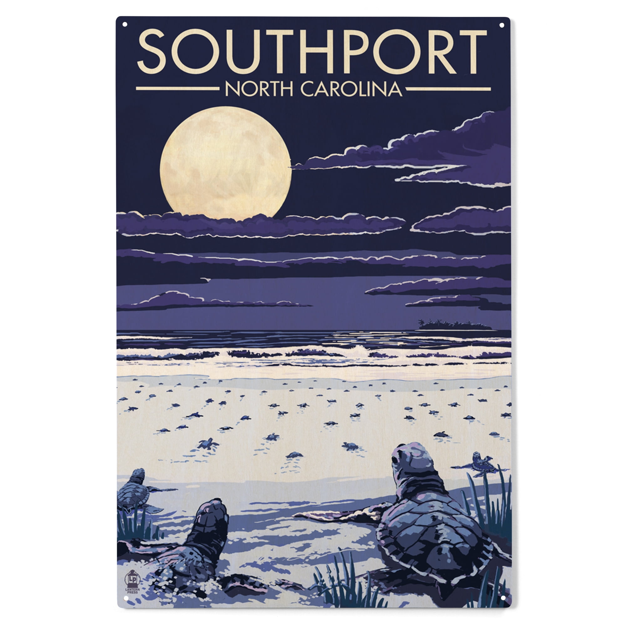 Southport, North Carolina, Sea Turtles Hatching Birch Wood Wall Sign ...