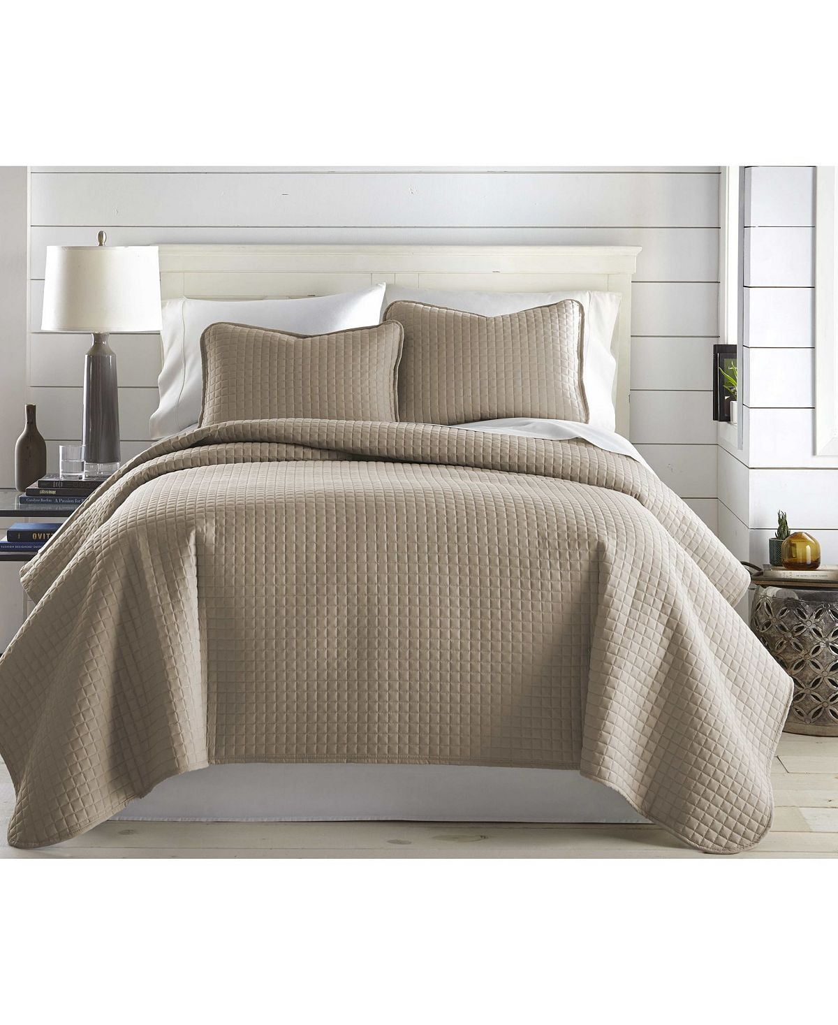 Southshore Fine Linens Oversized Lightweight Quilt and Sham Set, Taupe ...