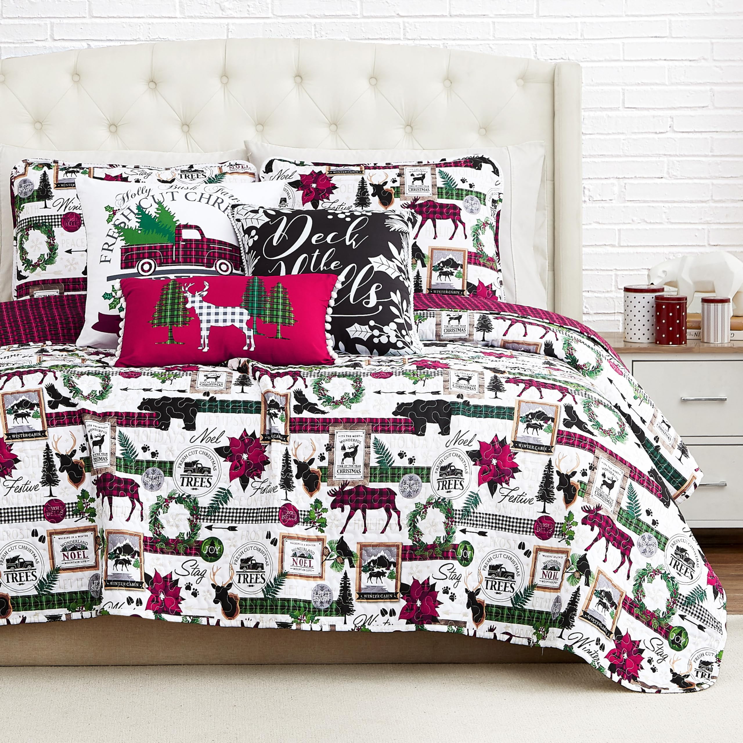 Southshore Fine Living, Inc. Christmas Quilt Set King, Red Plaid Quilt ...