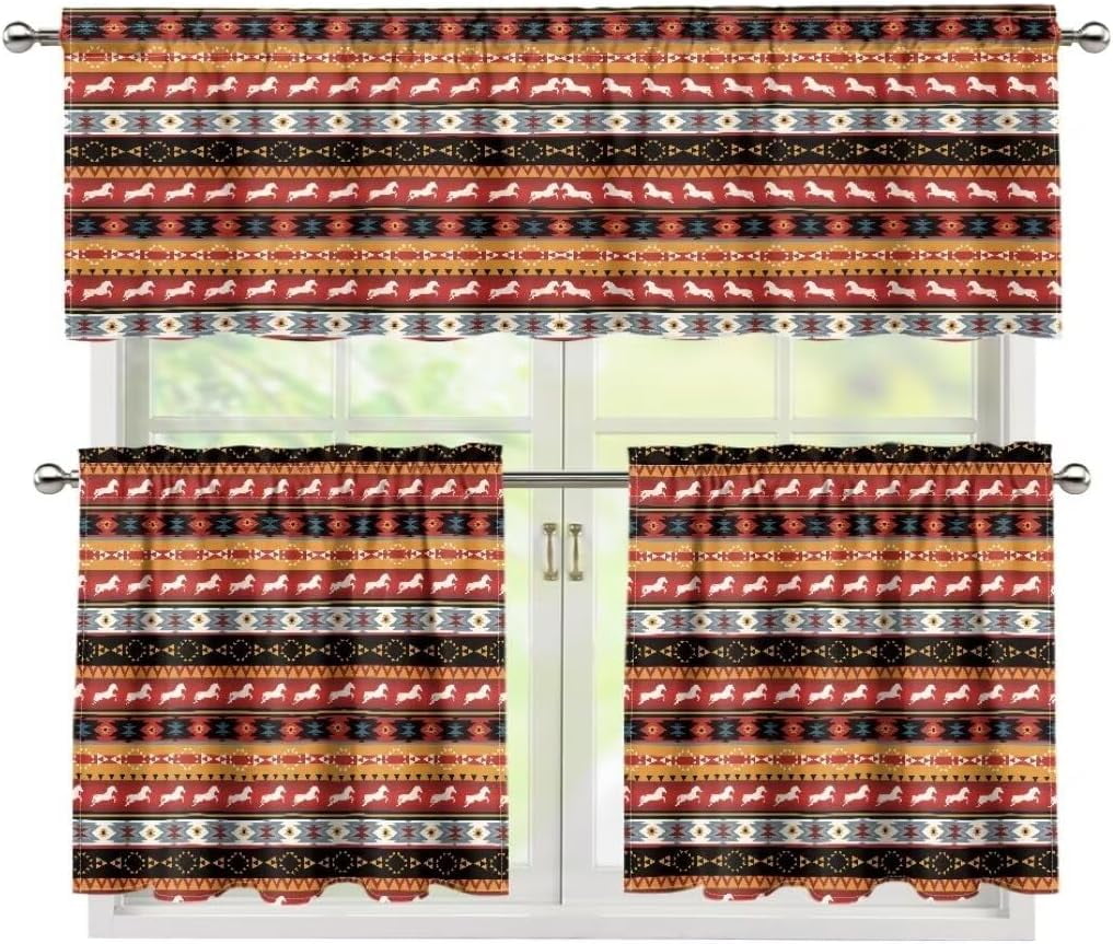 Southwest Africa Geometric Novelty Kitchen Curtain with Valance Set ...