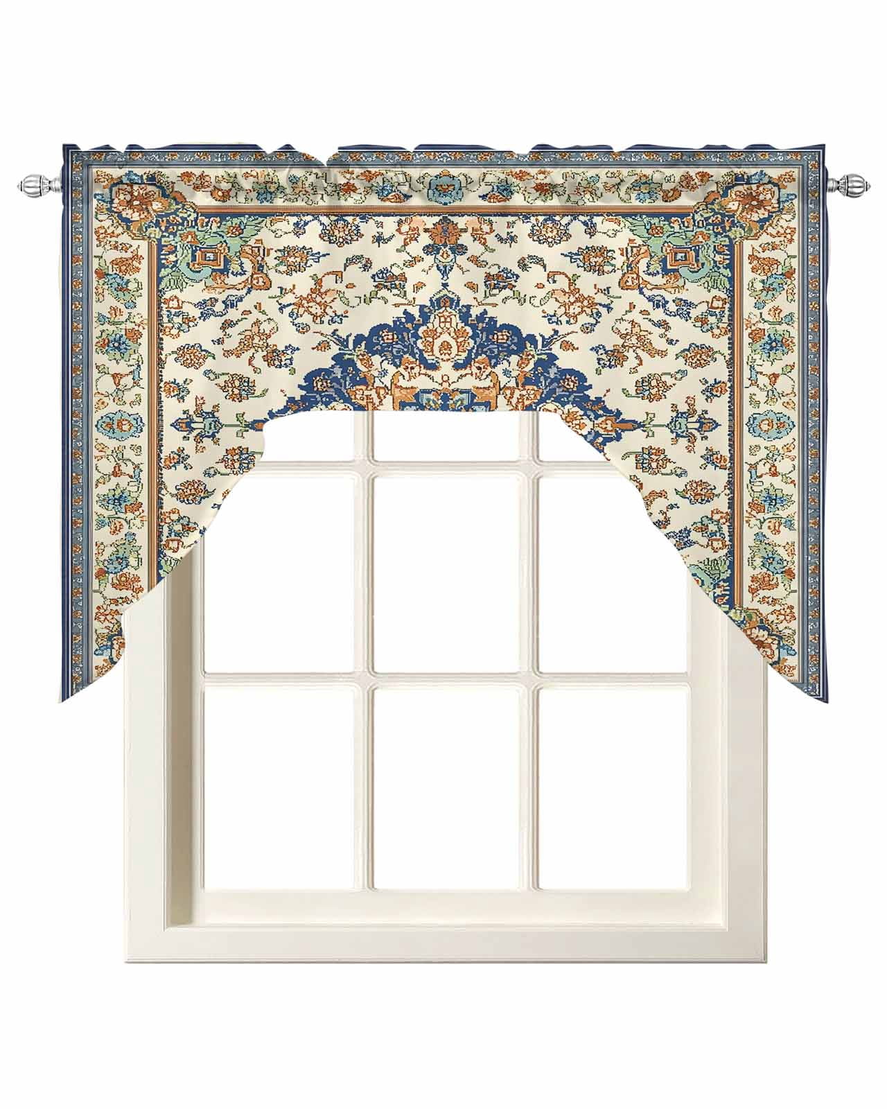 Southwest America Kitchen Swag Valances for Windows, Orange Blue Desert ...