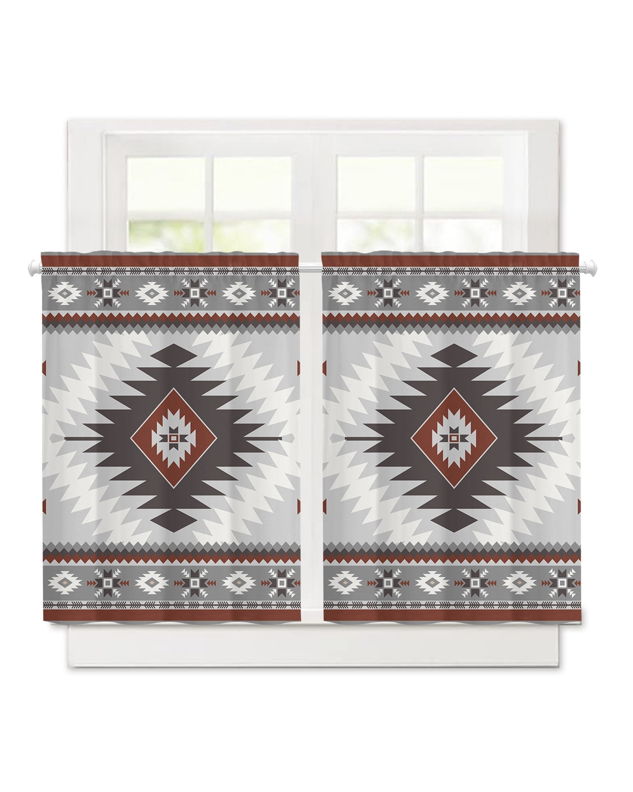 Southwest Aztec Geometric Art Short Blackout Curtains 36 Inch Long ...