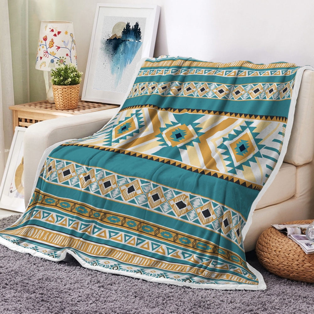 Southwest Aztec Throw Blanket, Traditional Southwestern Style Flannel ...