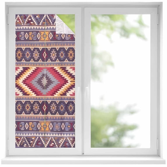 Southwest Aztec Window Privacy Film, Country Retro Ethnic Geometric ...