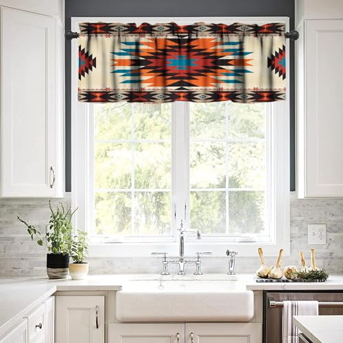 Southwest Aztec Window Valances Kitchen Short Curtains, Valance Drapes ...