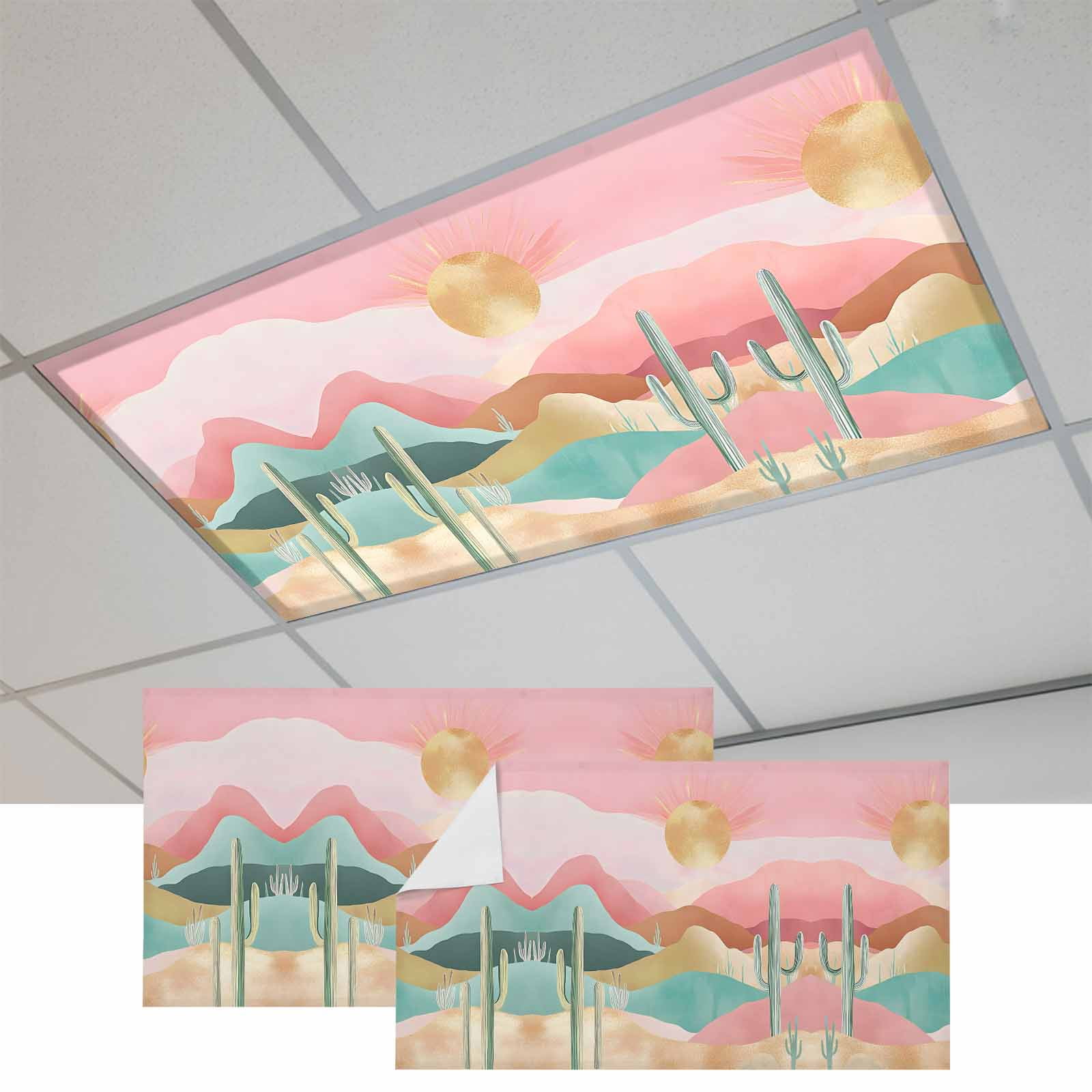 Southwest Boho Magnetic Fluorescent Light Covers for Ceiling Lights ...