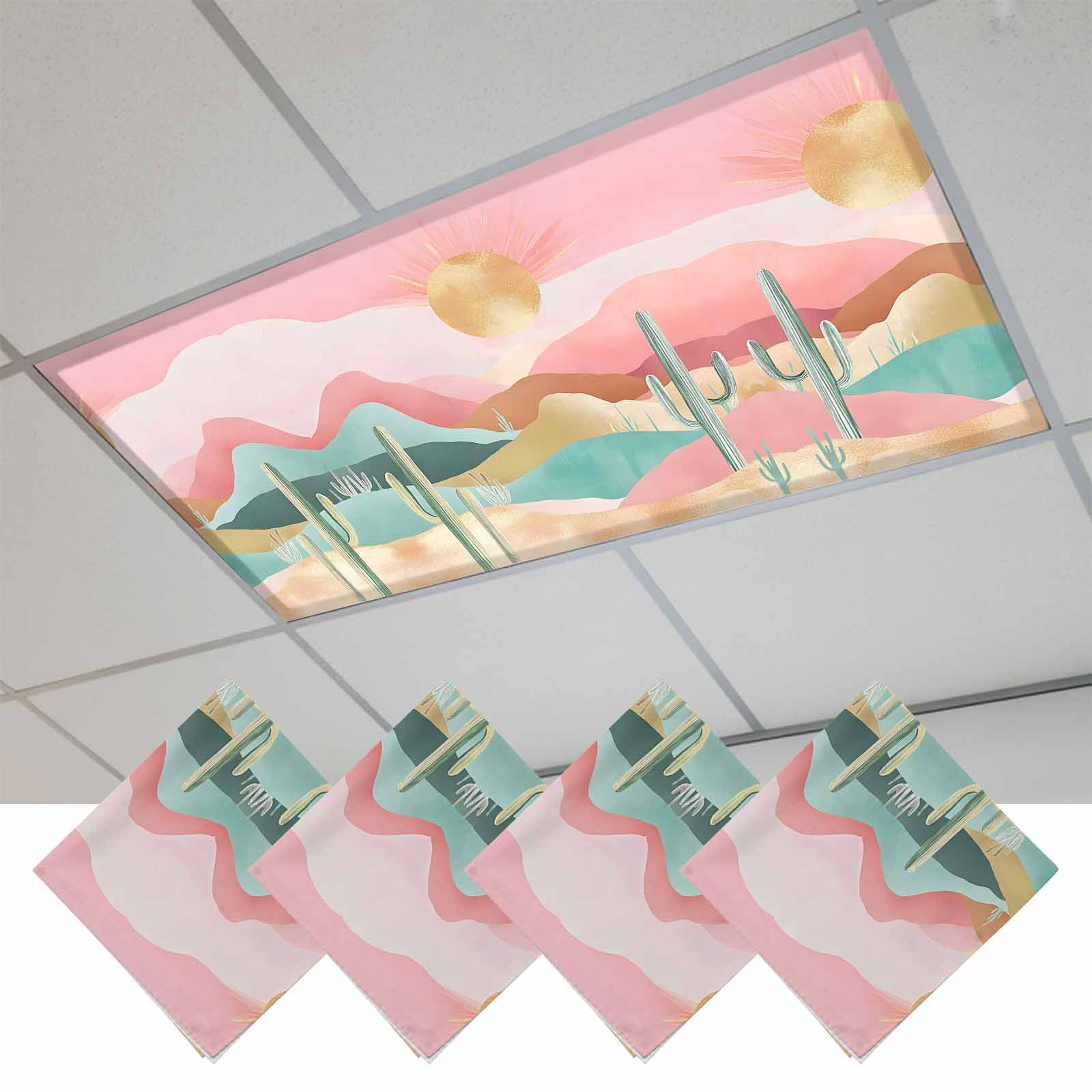 Southwest Boho Magnetic Fluorescent Light Covers for Ceiling Lights ...