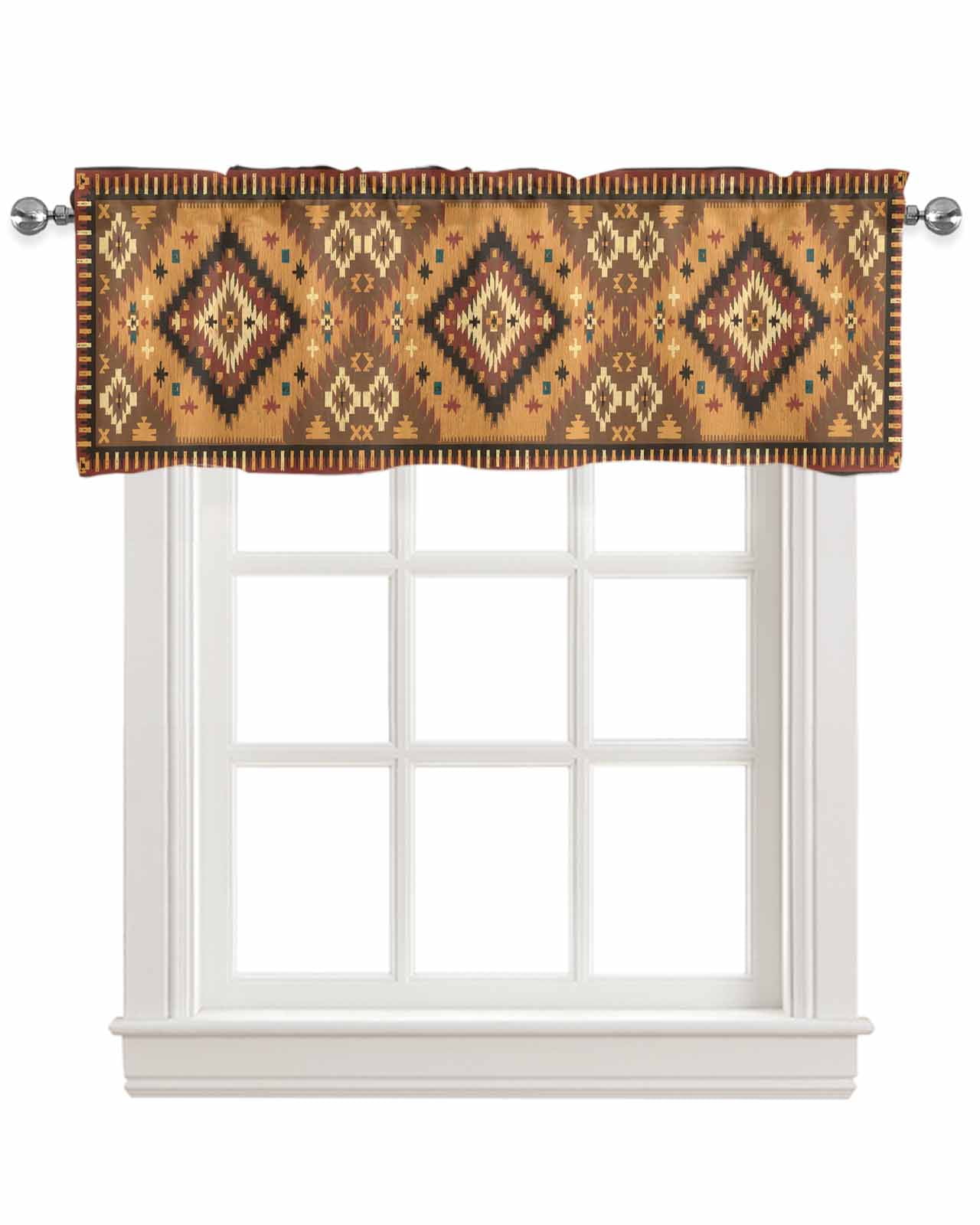 Southwest Ethnic Kitchen Valances for Windows Farmhouse Linen Window ...